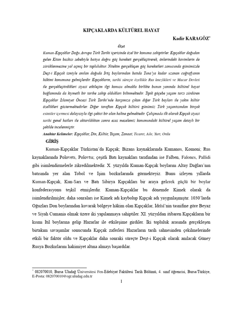Kipcaklarda Kulturel Hayat | PDF
