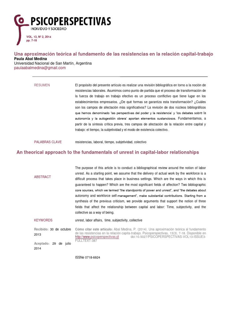 Resistencias Laborales: Tiempo y Subjetividad | PDF | Capitalismo ...