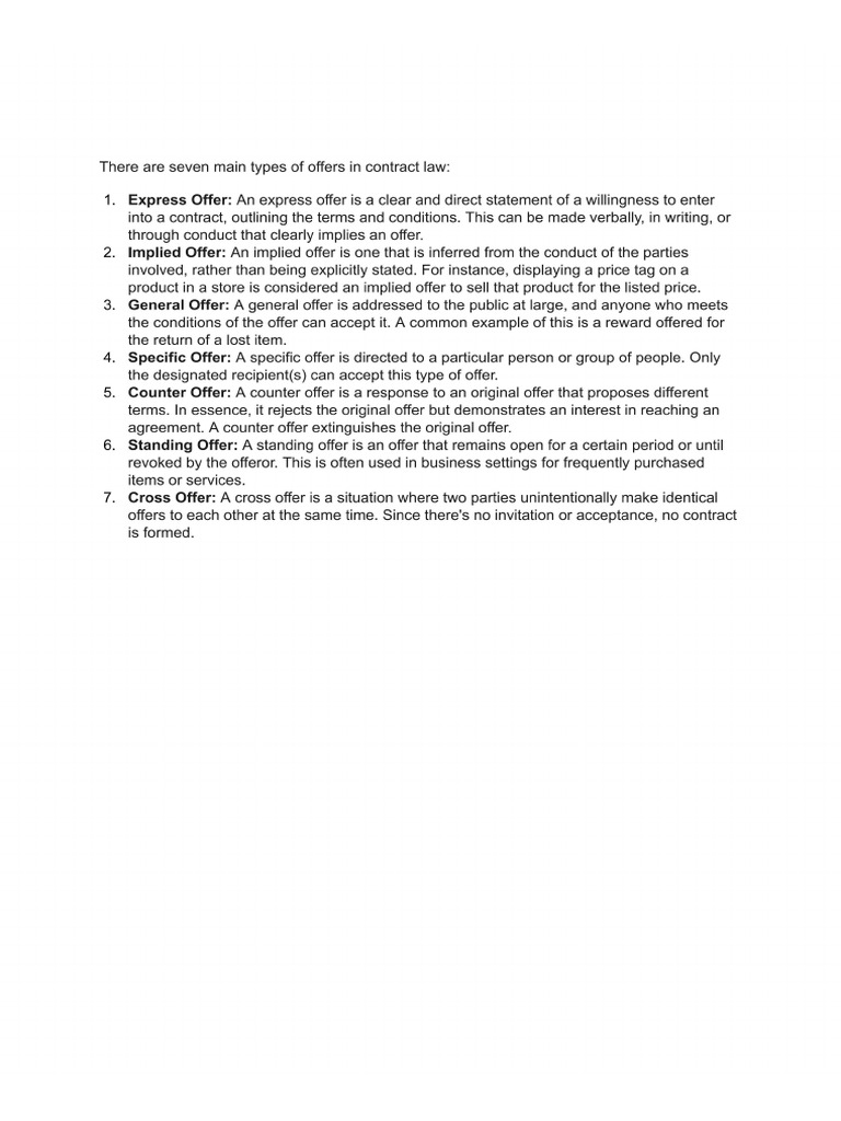 Types of Offer | PDF