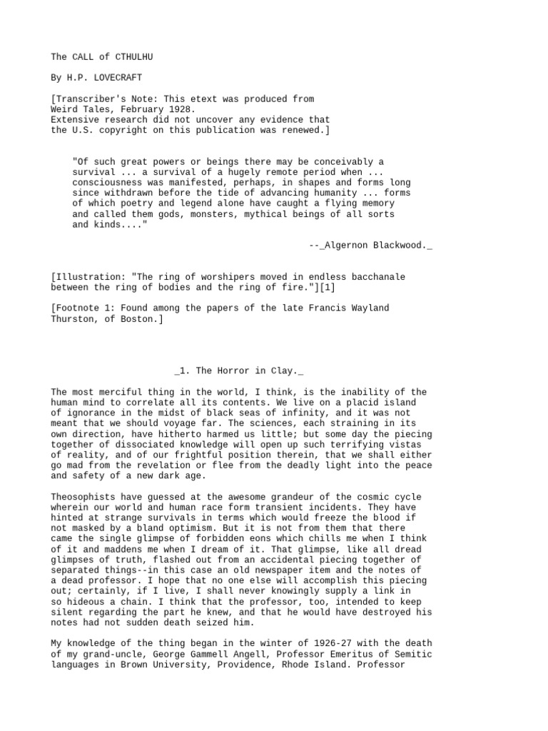 The CALL of CTHULHU | PDF | Cthulhu