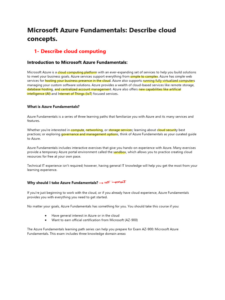 Microsoft Azure Fundamentals | PDF | Cloud Computing | Microsoft Azure