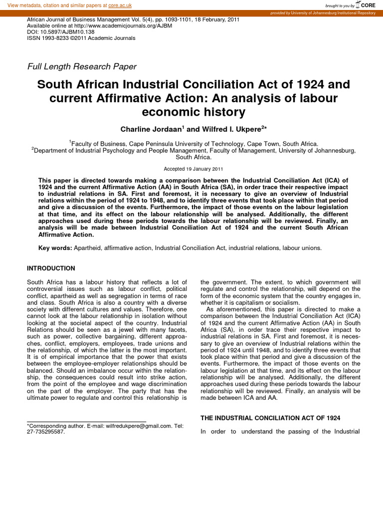 Industrial Conciliation Act Analysis | PDF | Employment | Labour Economics