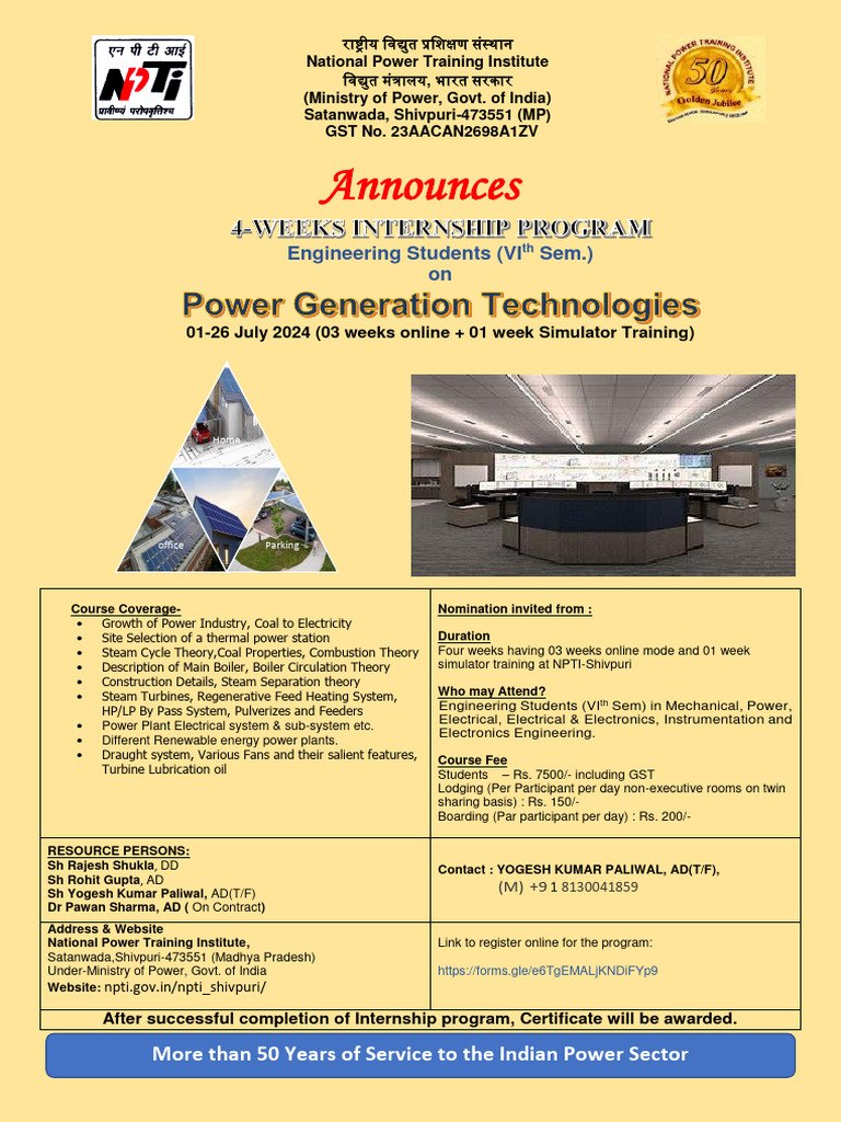 Flyer for Internship Program 2024-25 | PDF | Boiler | Power Station
