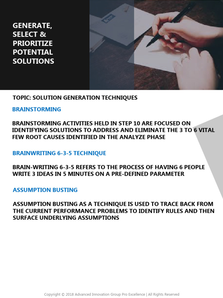 Solution Generation Techniques | PDF