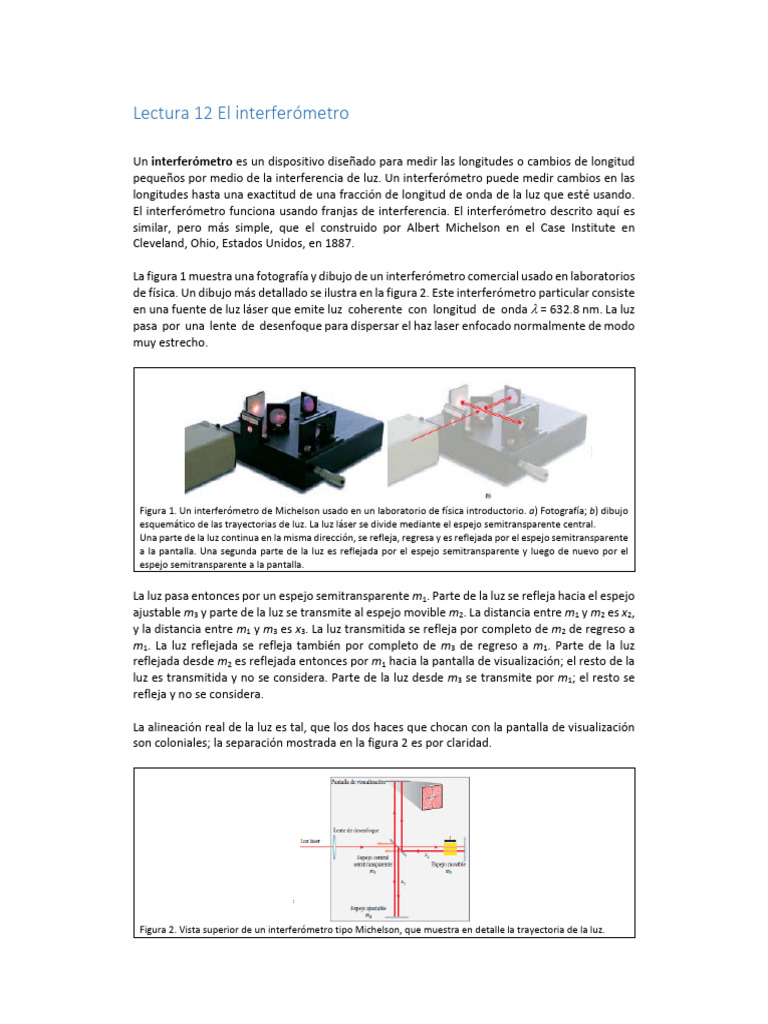 Lectura 12 El Interferometro | PDF | Interferometría | Ligero