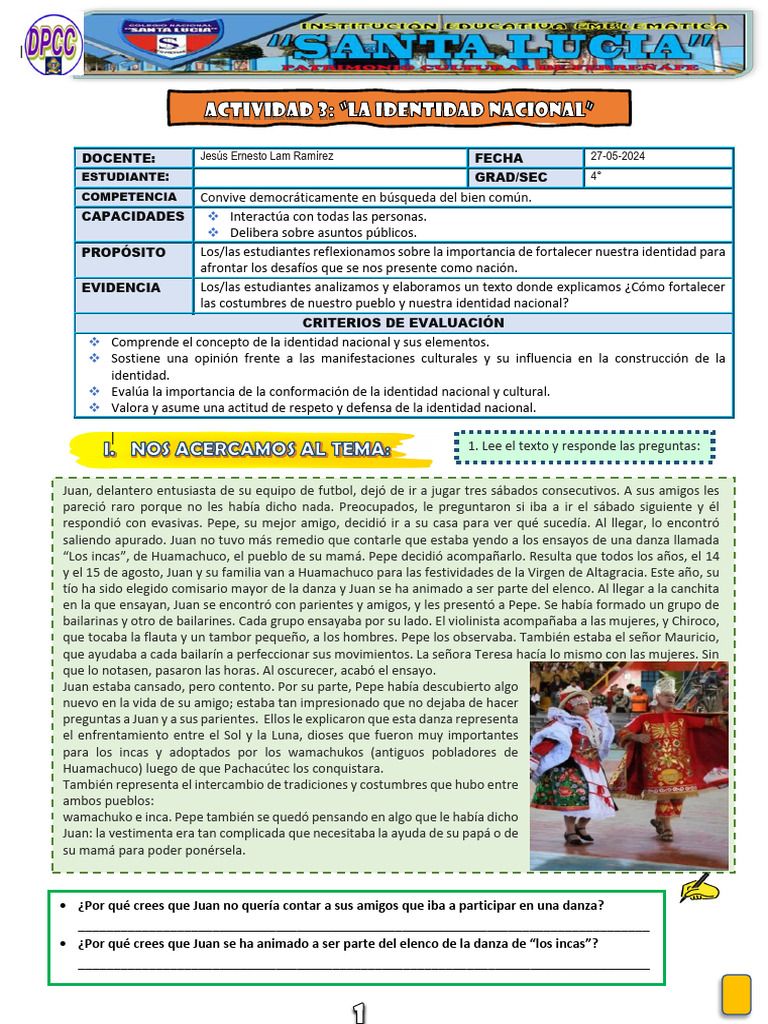 4° DPCC - Actv.03-Ud3 2024 | PDF | Nación | Perú