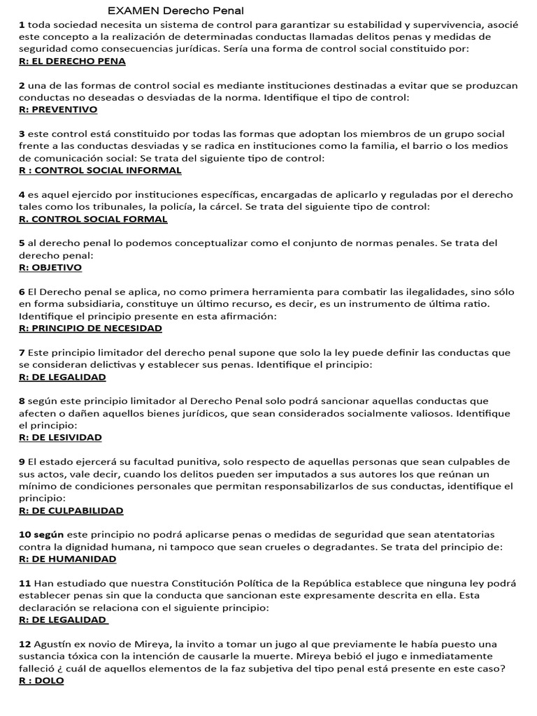 Examen Derecho Penal 2023 | PDF | Derecho penal | Justicia