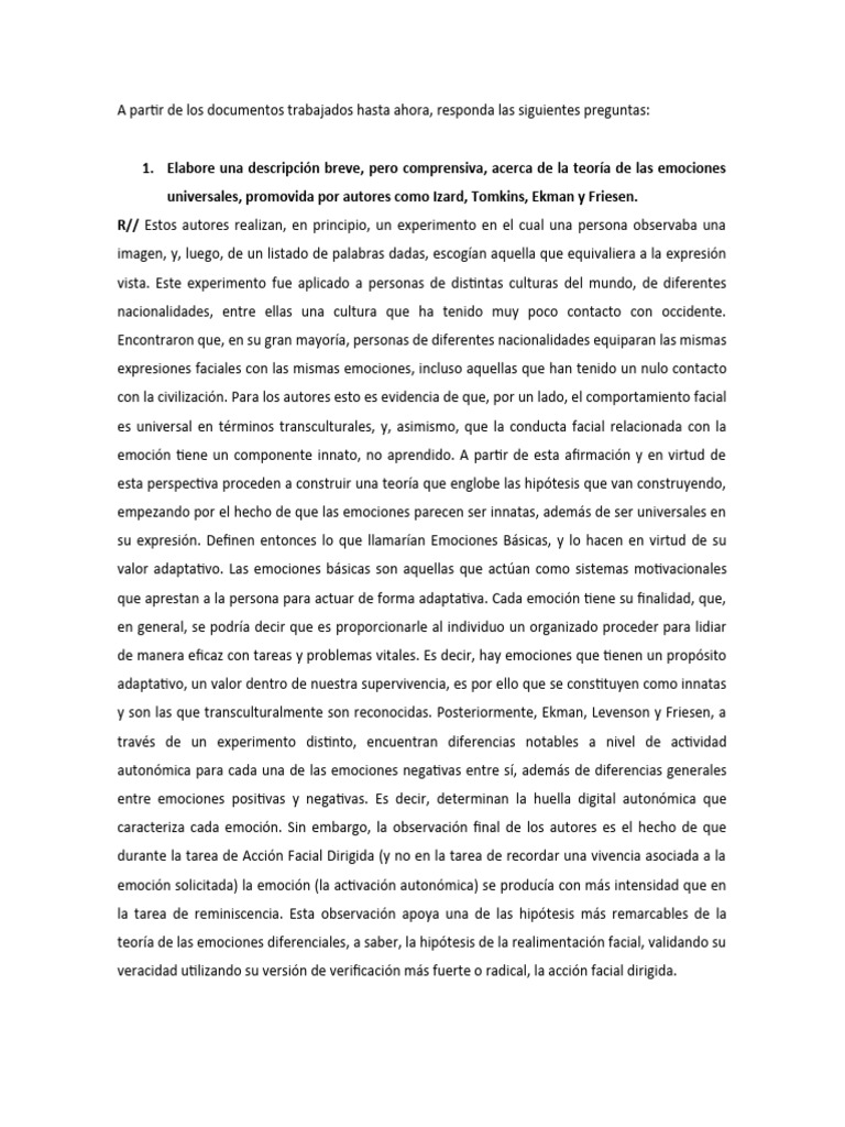Emociones Universales | PDF | Las emociones | Percepción