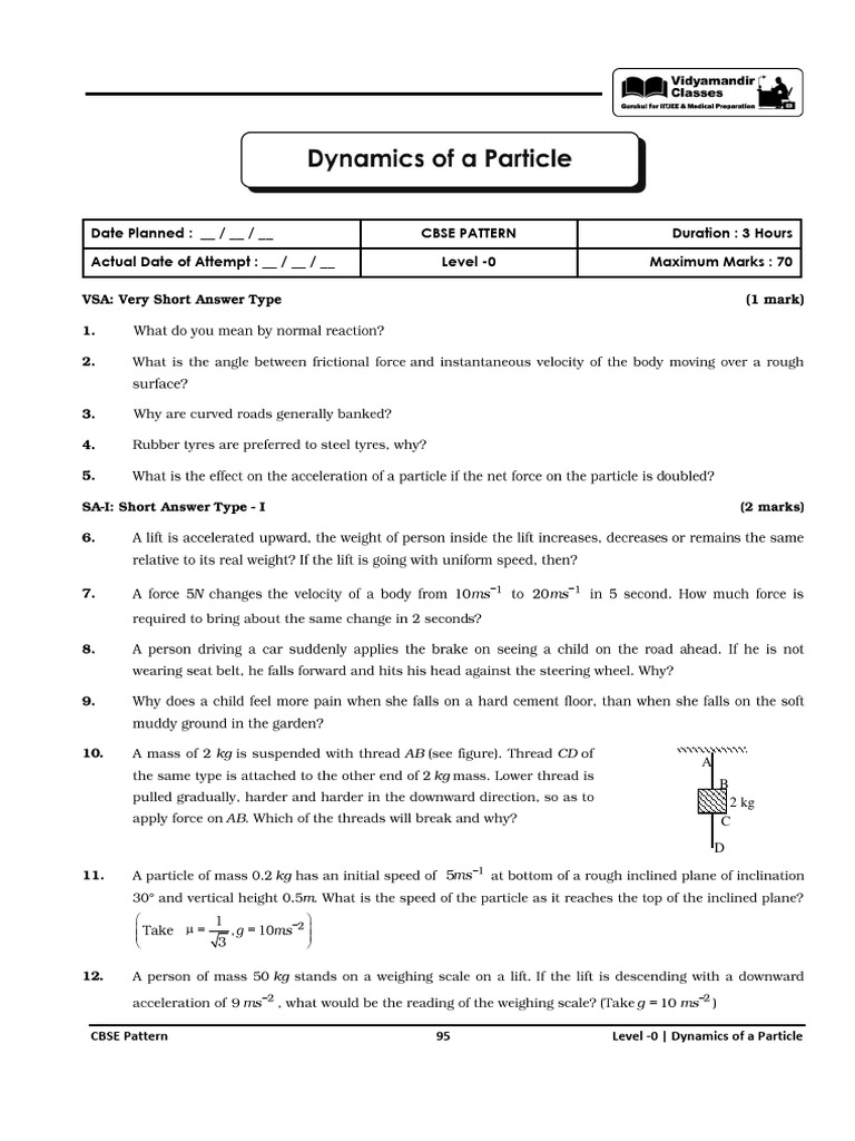 Dynamics Of A Particle Workbook Pdf