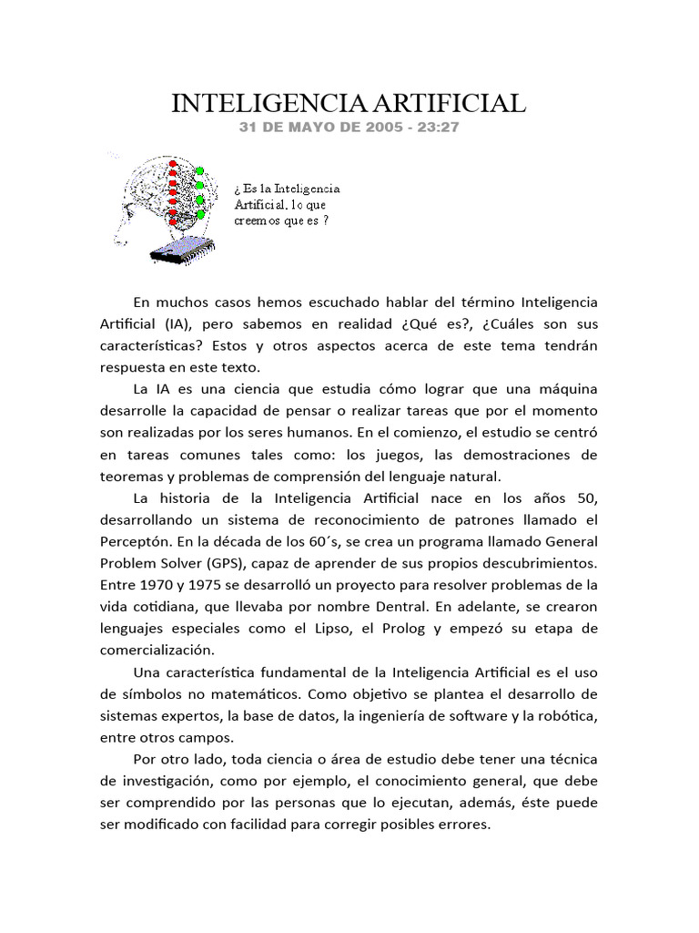Inteligencia Artificial | PDF | Inteligencia artificial | Inteligencia (IA) y semántica