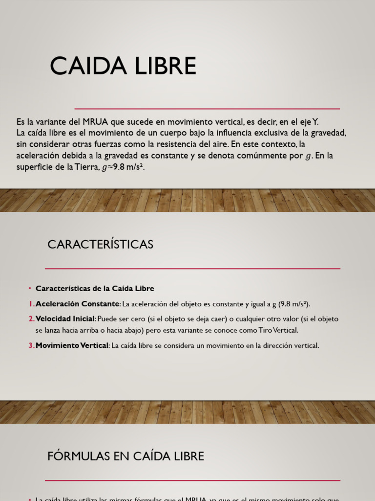 Caída Libre y Tiro Vertical: Fórmulas y Ejemplos | PDF | Aceleración | Cantidades fisicas