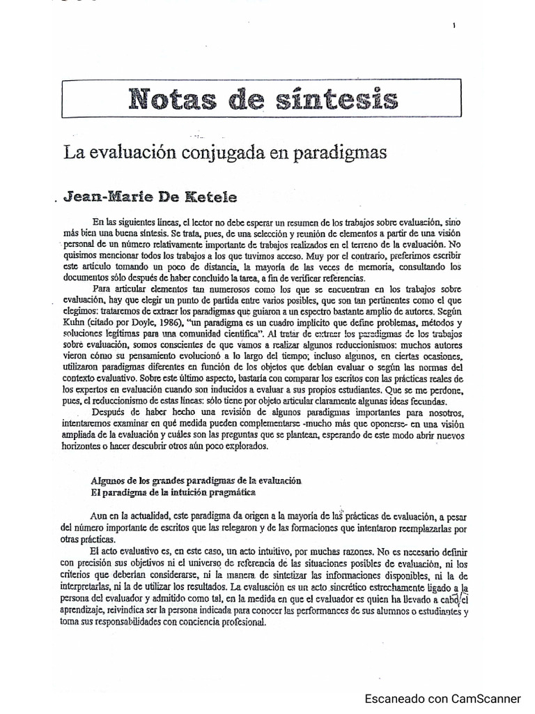 De Ketele - La Evaluación Conjugada en Paradigmas | PDF