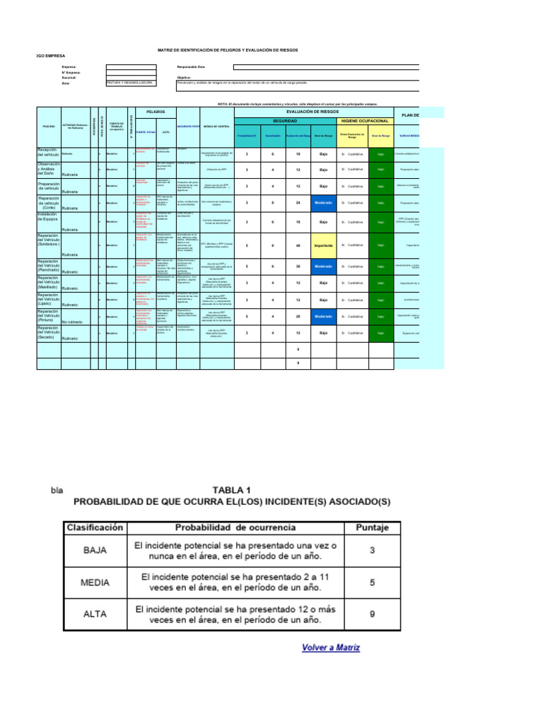 Matriz Miper Pintura y Desabolladura | PDF | Higiene Ocupacional ...