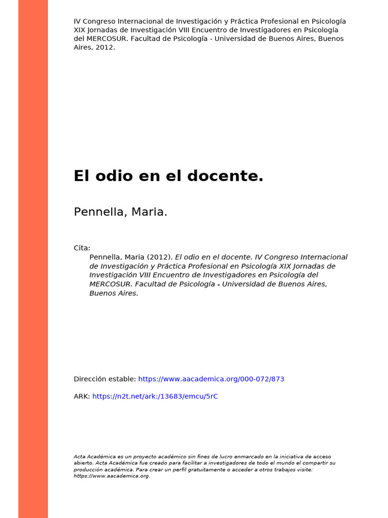 Pennella, Maria (2012) - El Odio en El Docente | PDF | Jacques Lacan ...