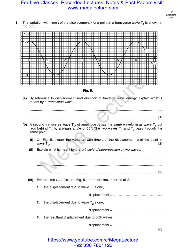 Paper 2 Past Questions From Waves Completed | PDF | Waves | Frequency