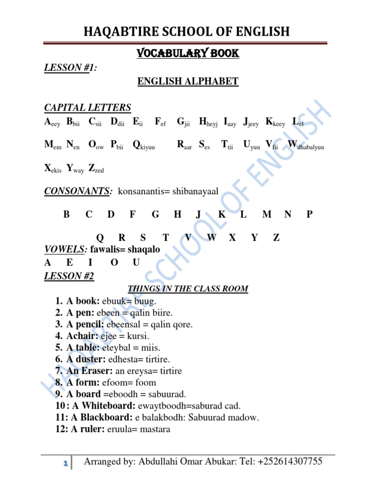 English Vocabulary Lessons Guide | PDF
