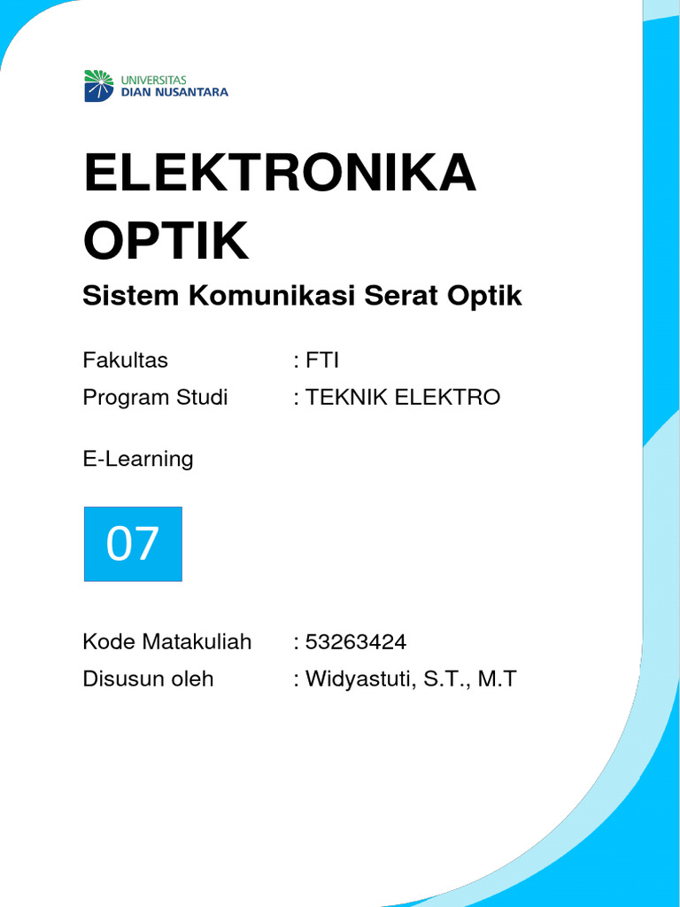 Modul 7 - Sistem Komunikasi Optik | PDF | Sains & Matematika | Teknologi & Rekayasa