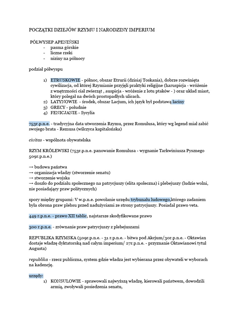 Rzym I Świat Śródziemnomorski Pod Rzymskim Panowaniem | PDF