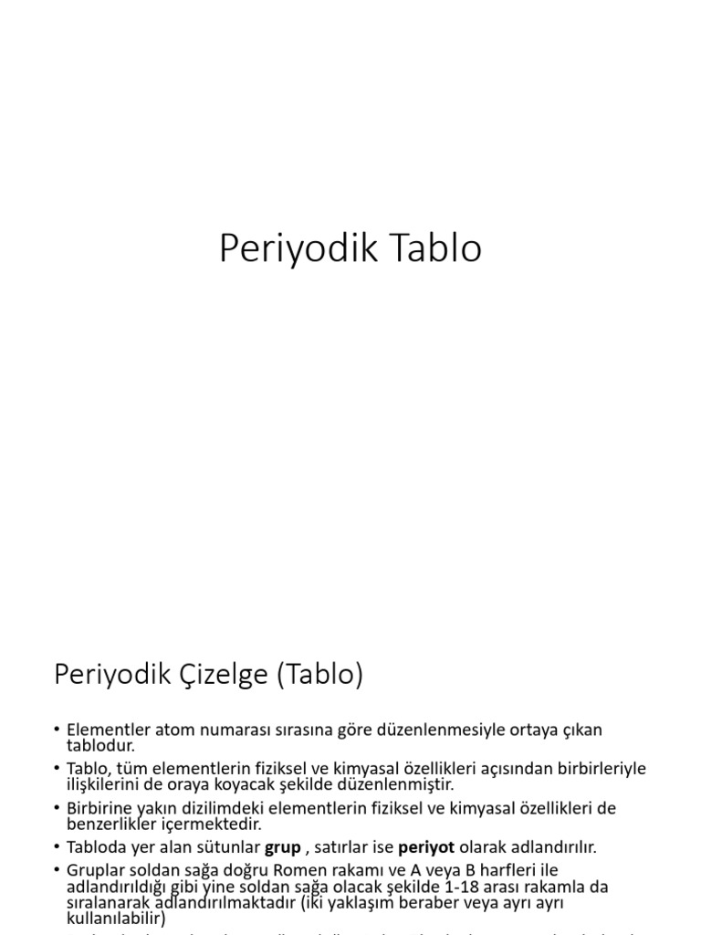 periyodik tablo ozet | PDF periyodik tablo ozet | PDF