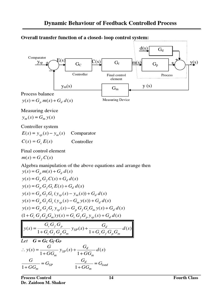 Lect 2 Dynamic Behaviour of Feedback Controller Process | PDF | Applied ...