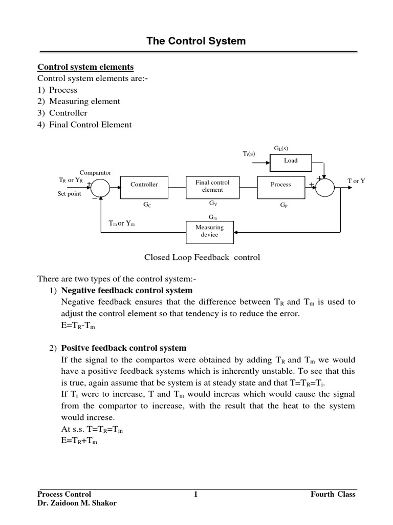 Lect 1 The Control System | PDF | Control Theory | Applied Mathematics