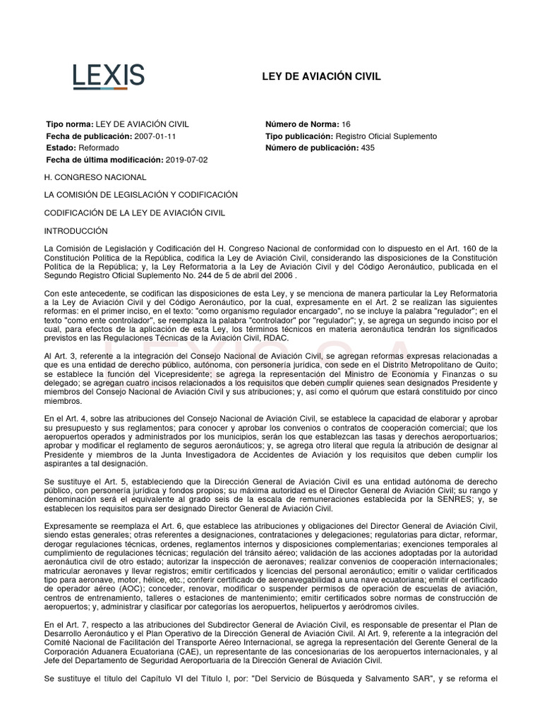 ECLEX PRO-FFAA-LEY_DE_AVIACION_CIVIL | PDF | Aeropuerto | Aeronave