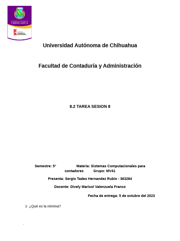 8.2 Tarea Sesi N 8 SERGIO HERNANDEZ 2 | PDF | Salario | Derecho laboral