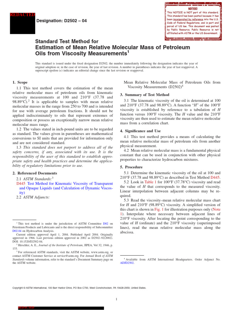 ASTM-D2502 - Masa Molecular | PDF | Viscosity | Metrology