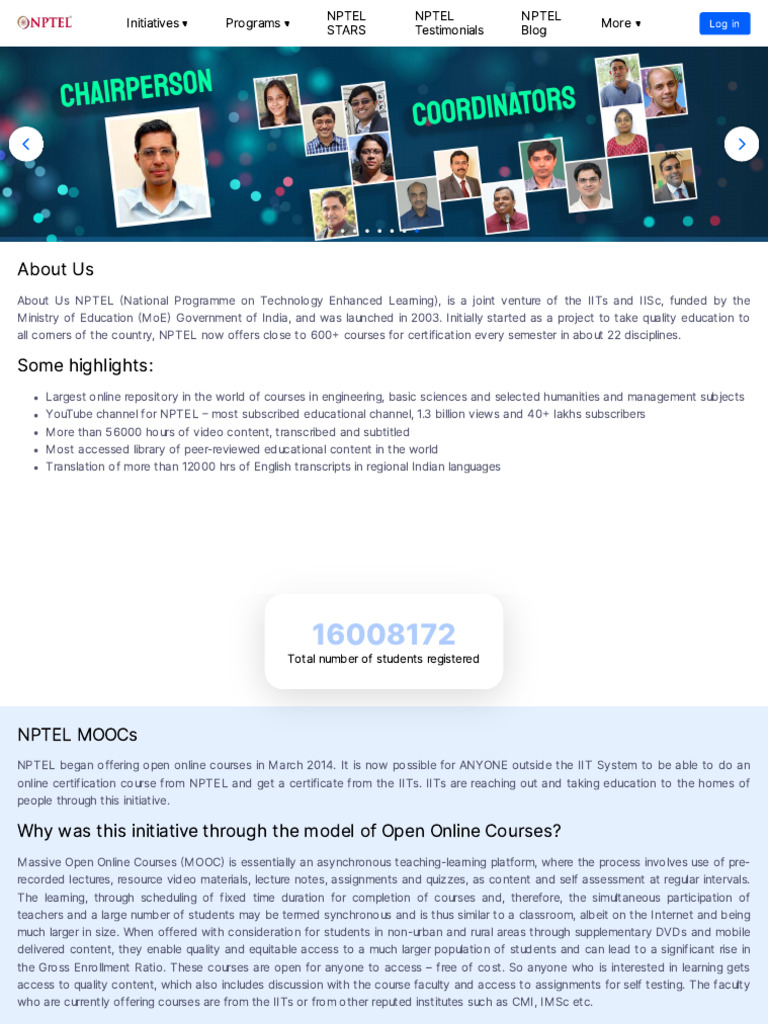 About Us - NPTEL (1) - 240718 - 142512 | PDF | Educational Technology | Massive Open Online Course