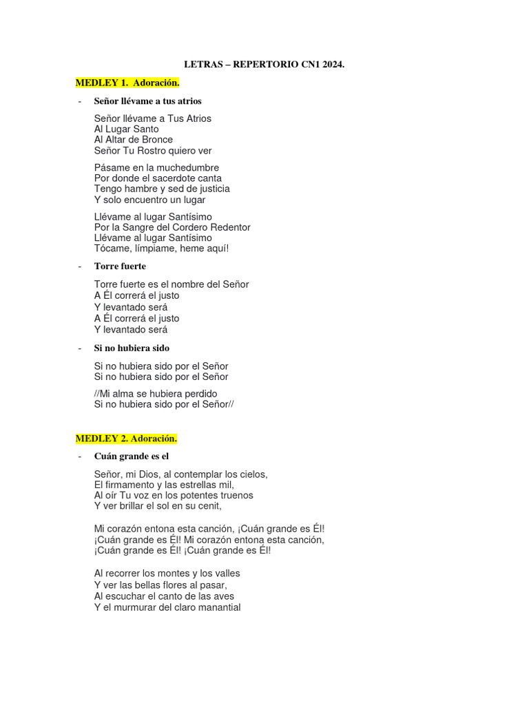 Letras CN1 Adoracion | PDF | Creencia religiosa y doctrina