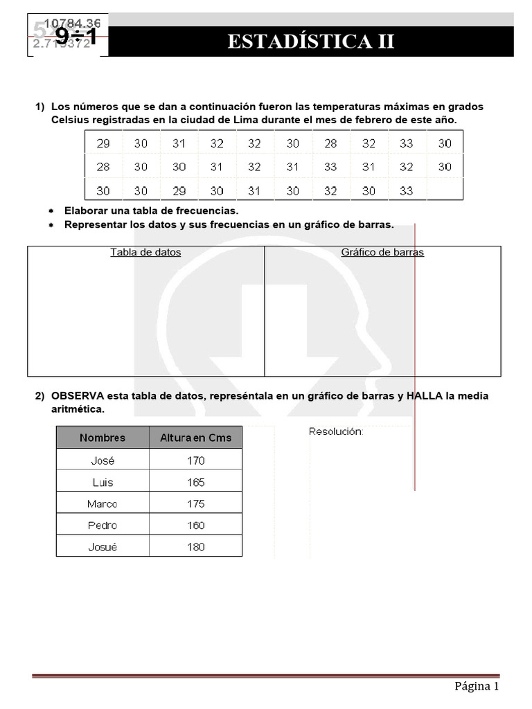 Ejercicios de Estadística y Gráficas | PDF | Probabilidad | Matemáticas