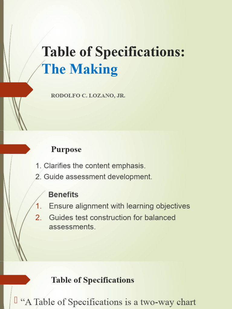 Creating Effective Tables of Specifications | PDF