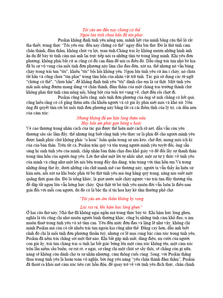 Tôi Yêu em - Puskin | PDF