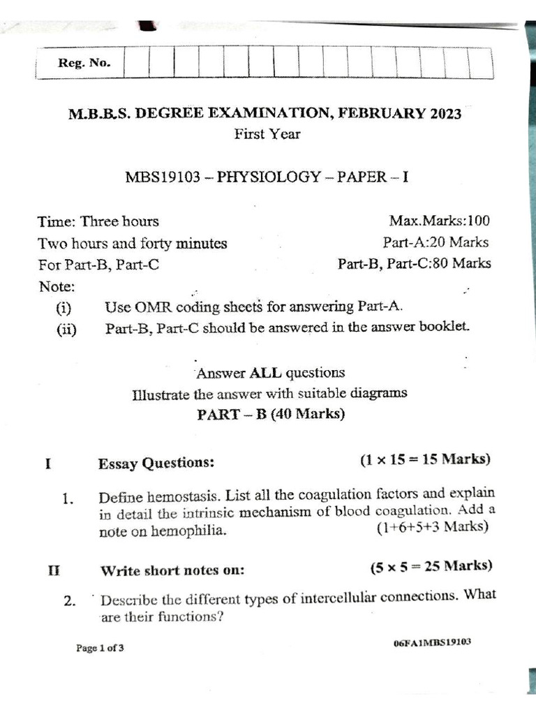 Physiology Paper 1 and 2 | PDF