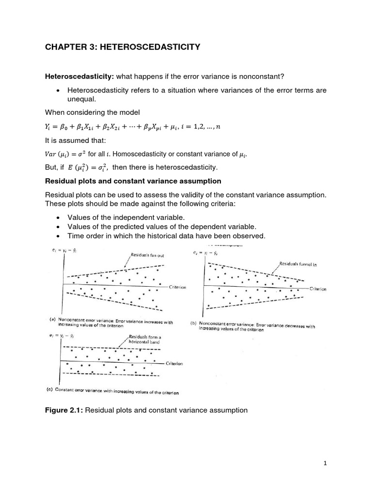 Chapter 3 Heteroscedasticity | PDF | Ordinary Least Squares | Errors And Residuals