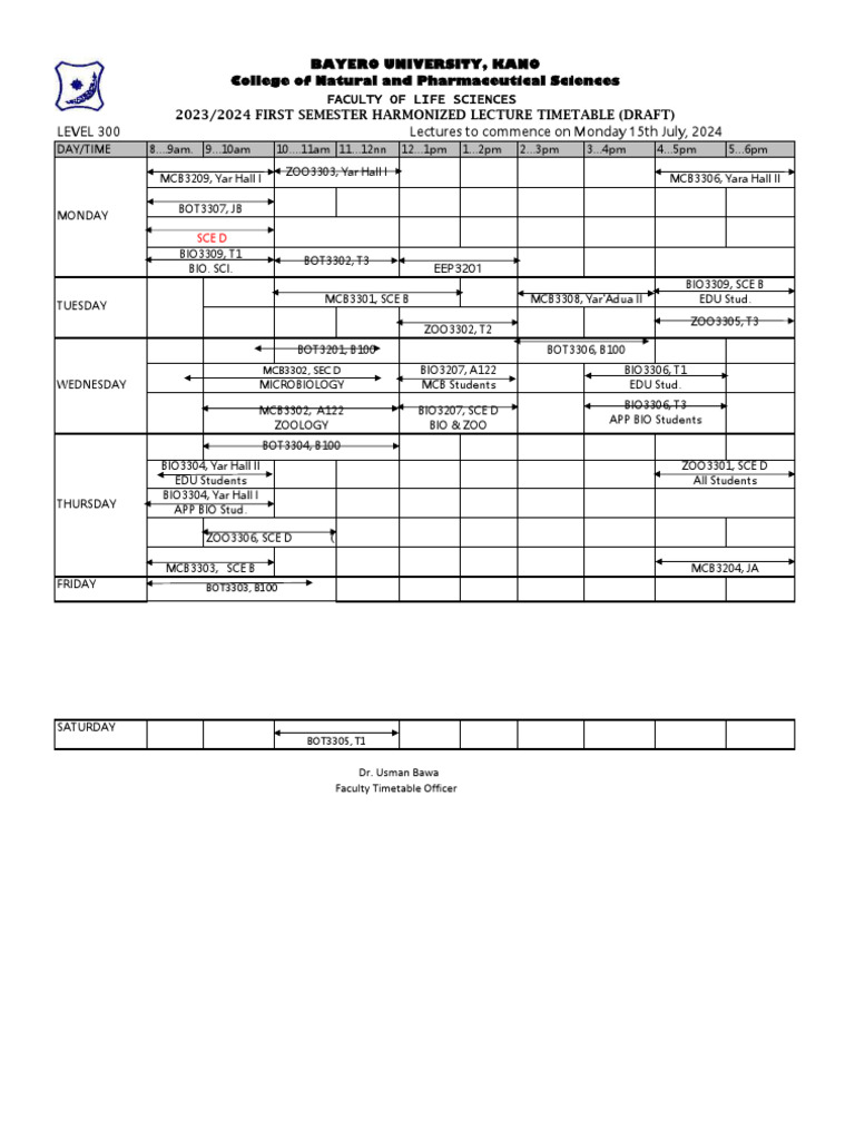 2023..2024 Time Table For Students Level Three - 082925 | PDF