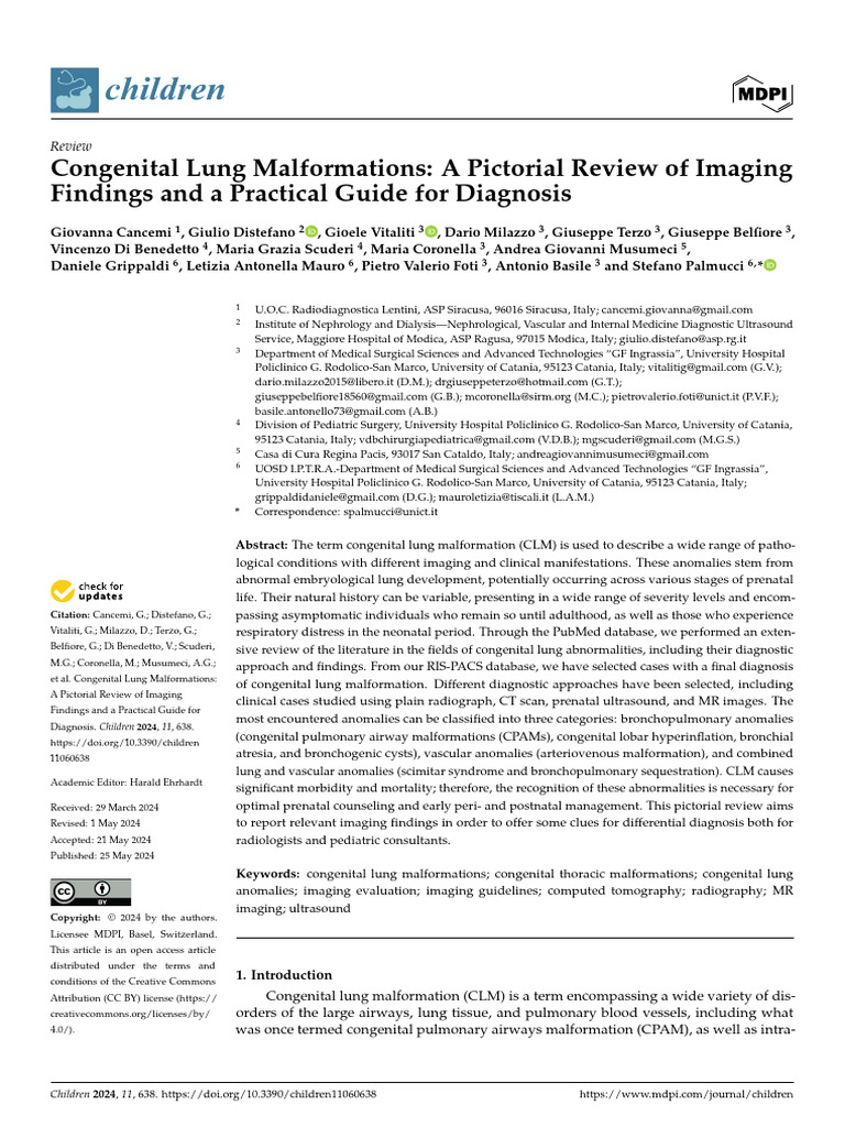 Congenital Lung Malformations 2024 | PDF | Medical Imaging | Lung
