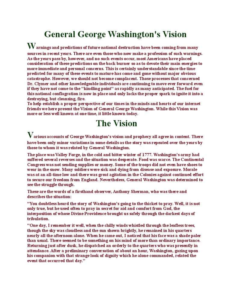 General George Washington's Vision | PDF | George Washington | Valley Forge