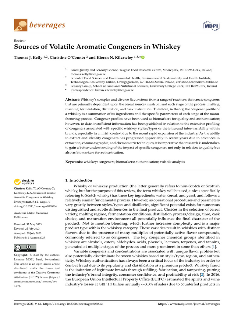Sources of Volatile Aromatic Congeners in Whiskey | PDF | Whisky ...