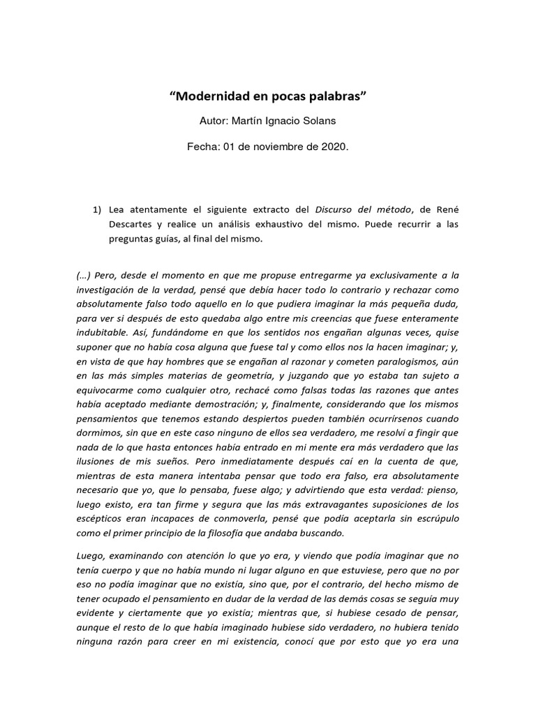 Modernidad en Pocas Palabras | PDF | Empirismo | René Descartes