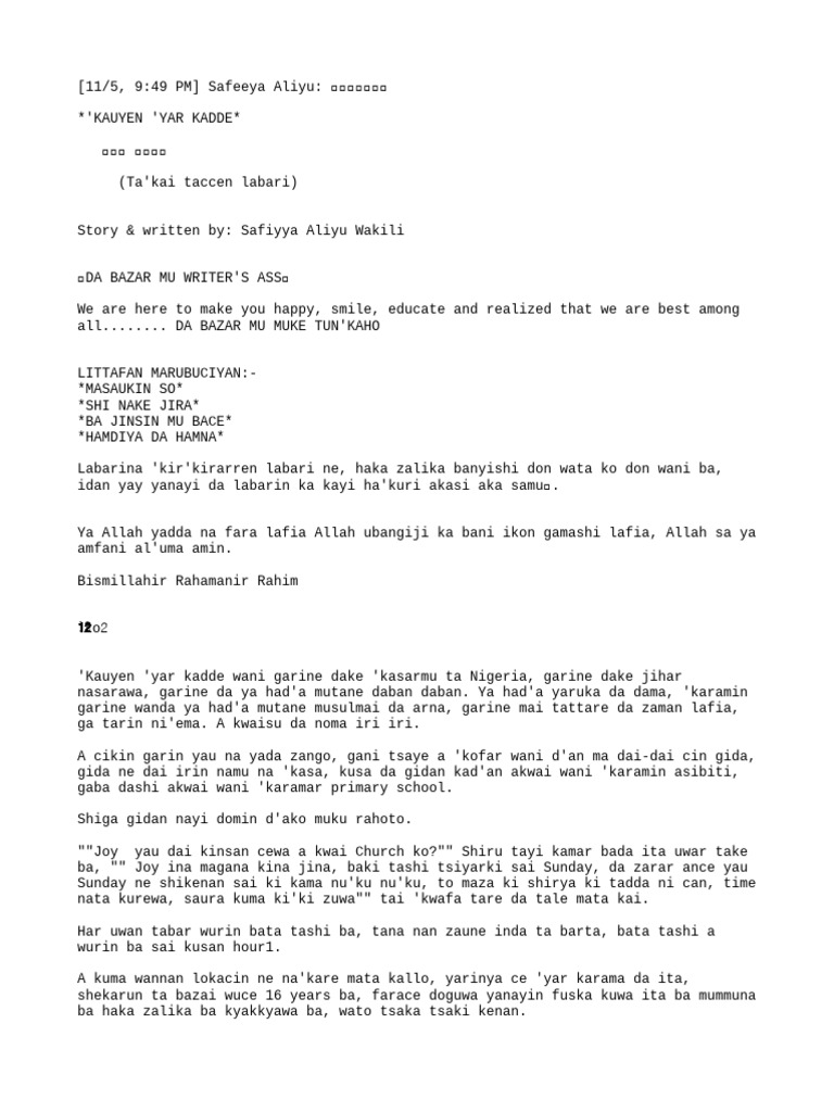 'Kauyen 'Yar Kadde Compt-1 | PDF