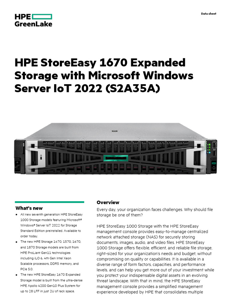 HPE StoreEasy 1670 Expanded Storage With Microsoft Windows Server IoT ... HPE StoreEasy 1670 Expanded Storage With Microsoft Windows Server IoT ...