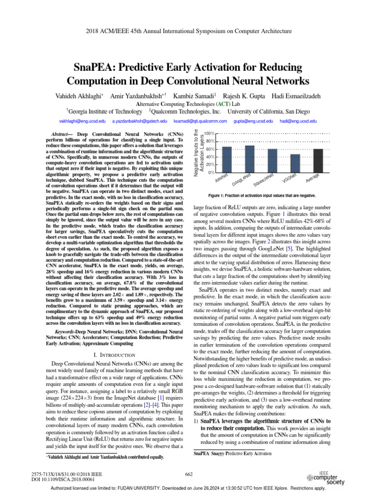 SnaPEA Predictive Early Activation For Reducing Computation in Deep Convolutional Neural ...