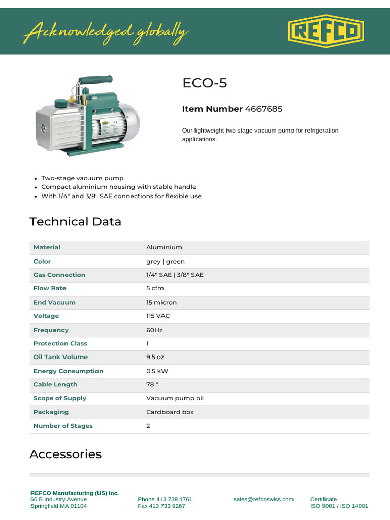 ECO-5-Vacuum-Pump-Product-Datasheet | Download Free PDF | Vacuum | Pump