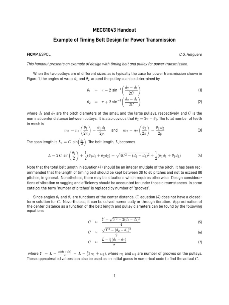 Timing Belt Example | PDF | Belt (Mechanical) | Mathematics