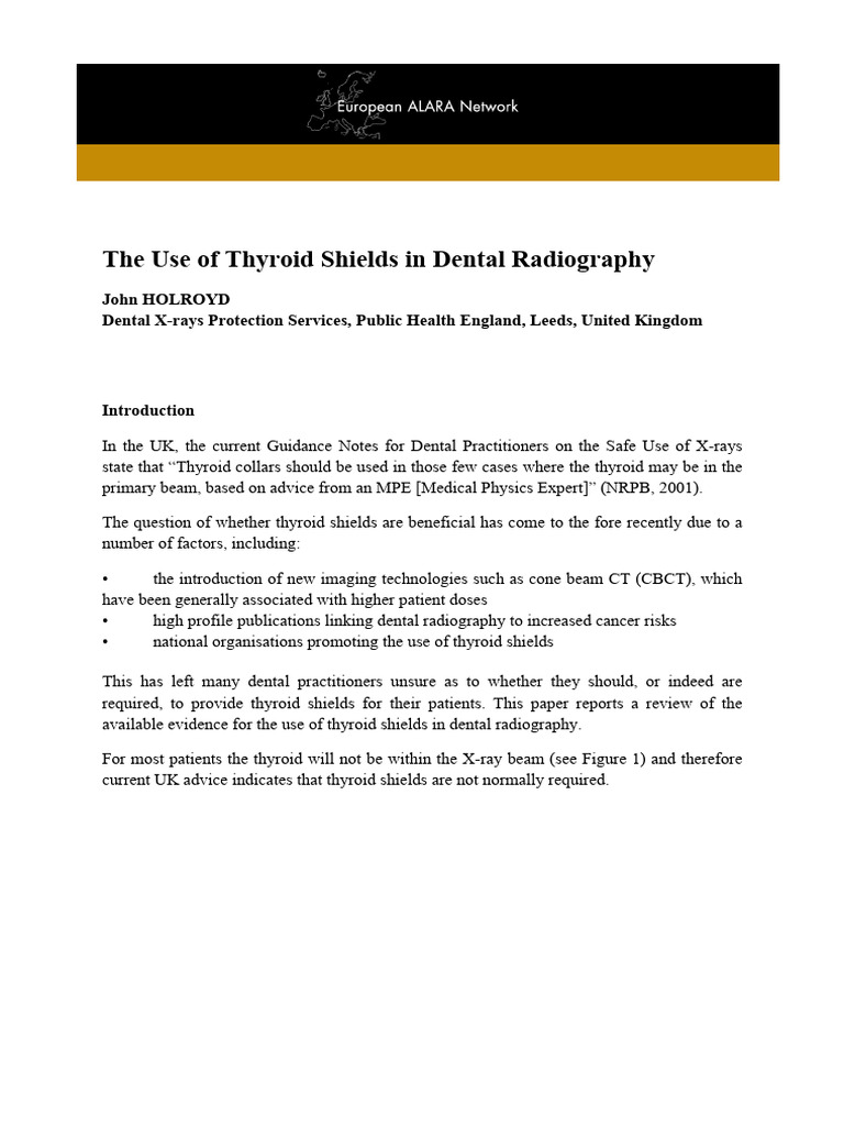 The Use of Thyroid Shields in Dental Radiography v4 External Pub | PDF ...