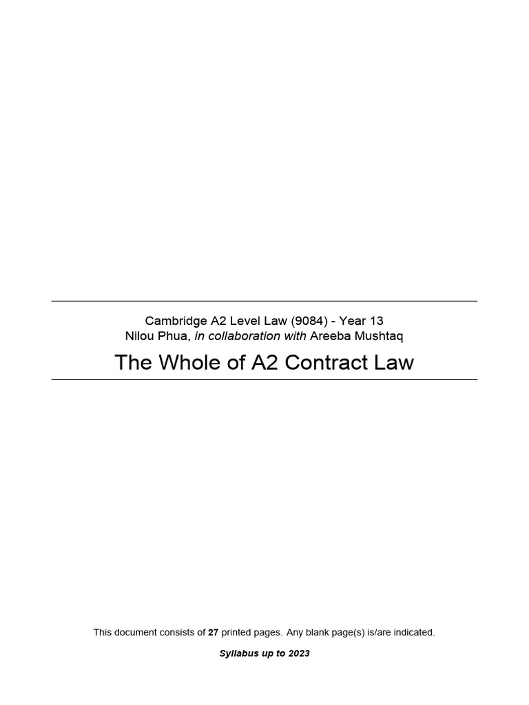 A2 Contract Law Formation of A Contract | PDF | Offer And Acceptance ...