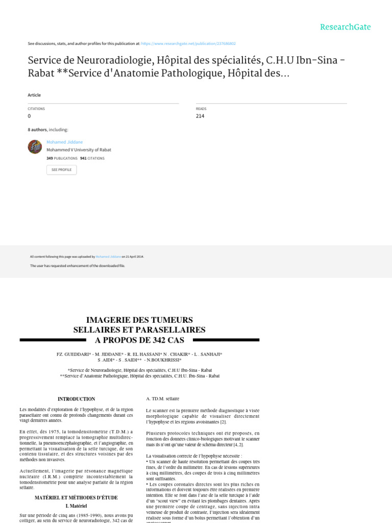 Imagerie Des Tumeurs Sellaire Et Parasellaire - 043258 | PDF ...