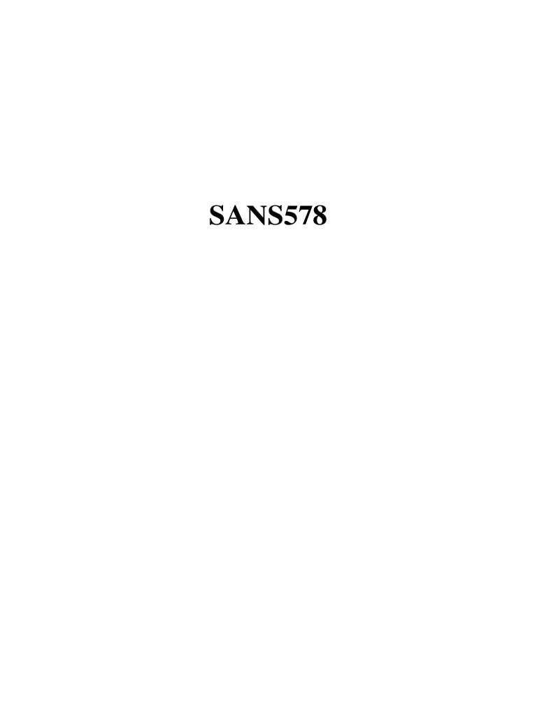 Sans 578 | PDF | Bias | Evidence