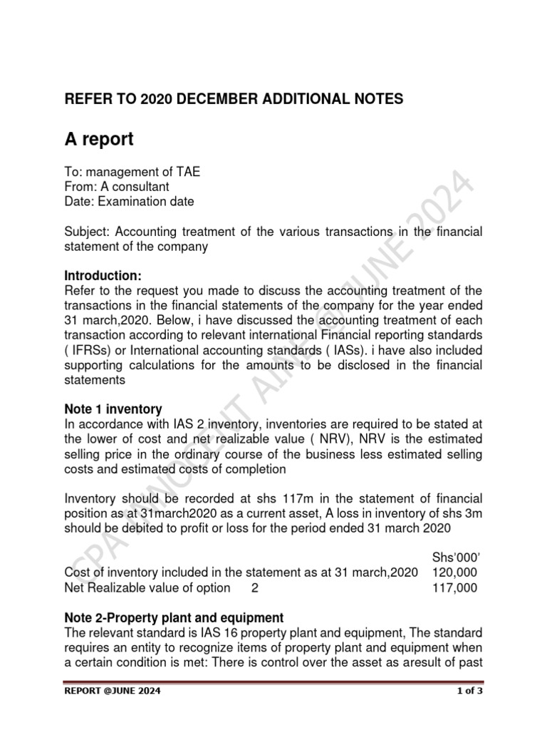 A Report | PDF | Fair Value | Depreciation